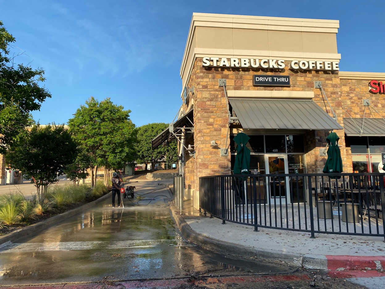 Starbucks Coffee Pressure Washing in Frisco. TX | Grubbs Construction ...